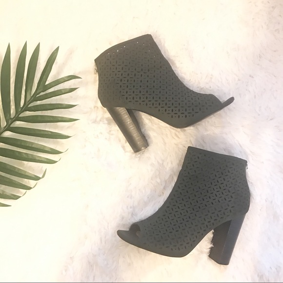 JustFab | Shoes | Justfab Zariah Black Peep Toe Booties 75 | Poshmark
